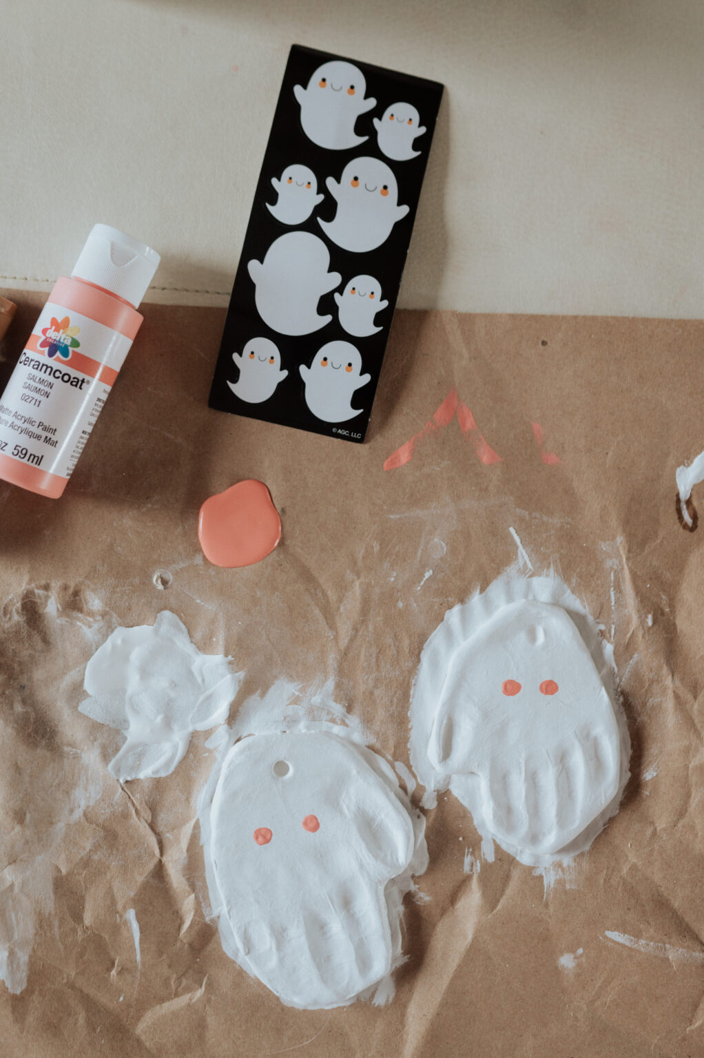 Spooky Handprint Clay Ghost Ornaments